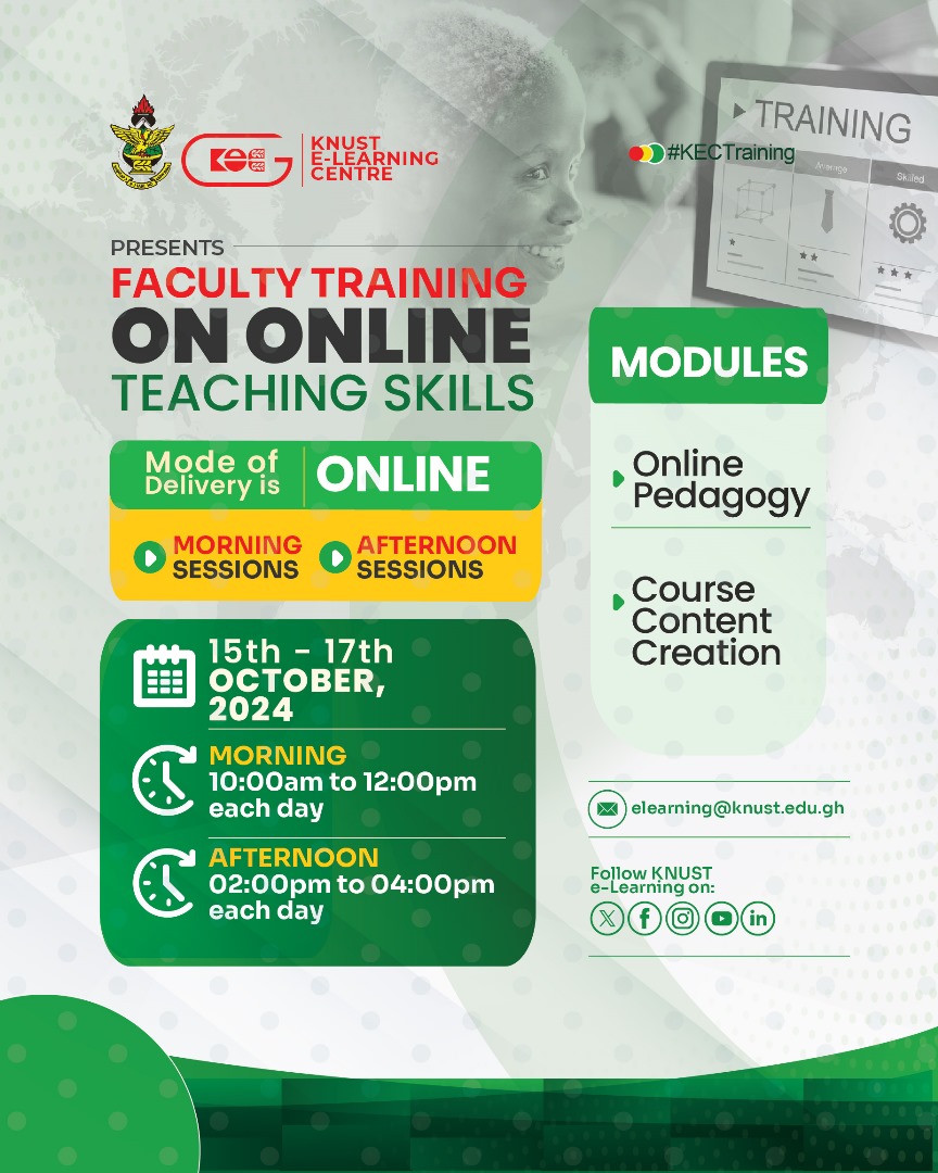 KNUST E-Learning Centre to host faculty training on online teaching skills | Elearning, KNUST
